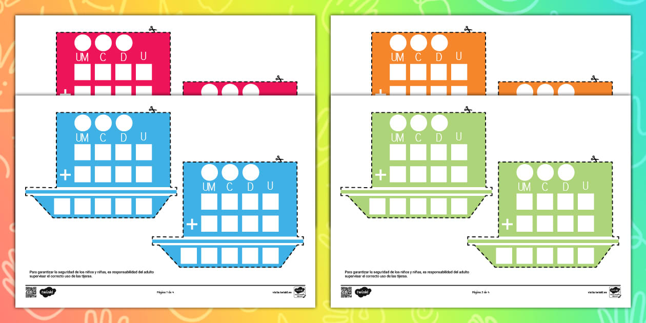 Apoyo visual: Sumas y restas de tres dígitos - Barcos