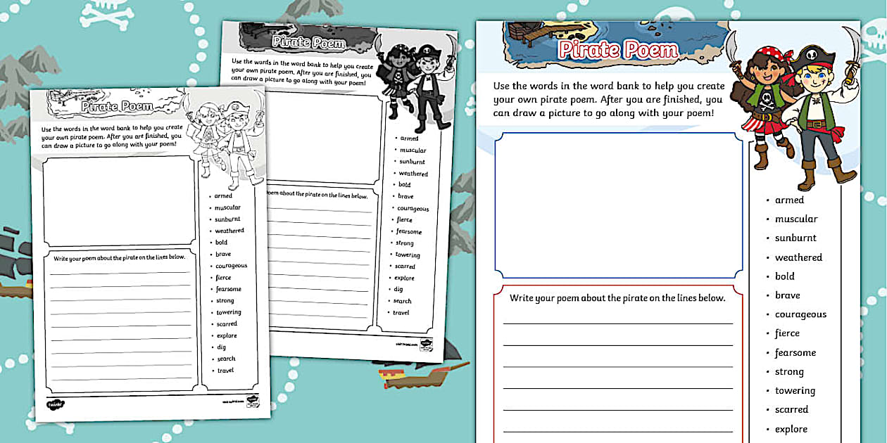 Pirate Poem Writing Template - Twinkl English