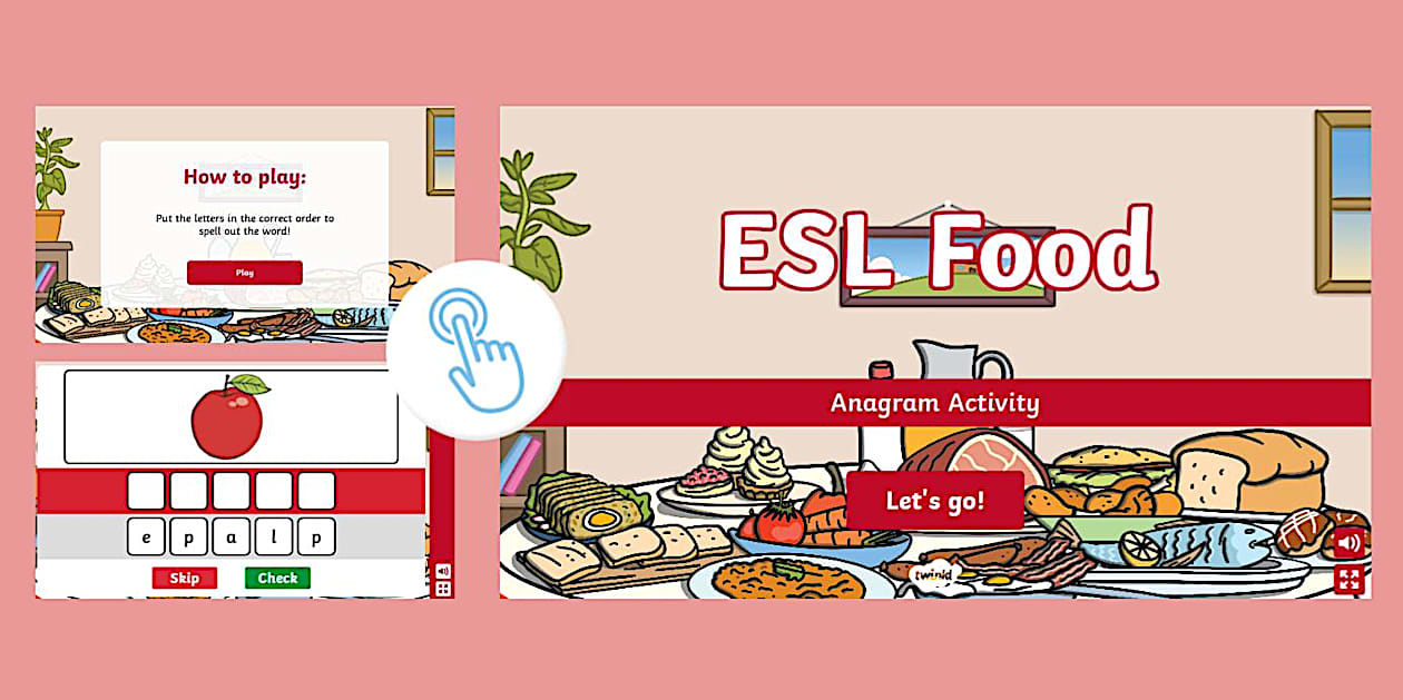 ESL Food Interactive Anagram Game [Kids, Pre-A1] - Twinkl