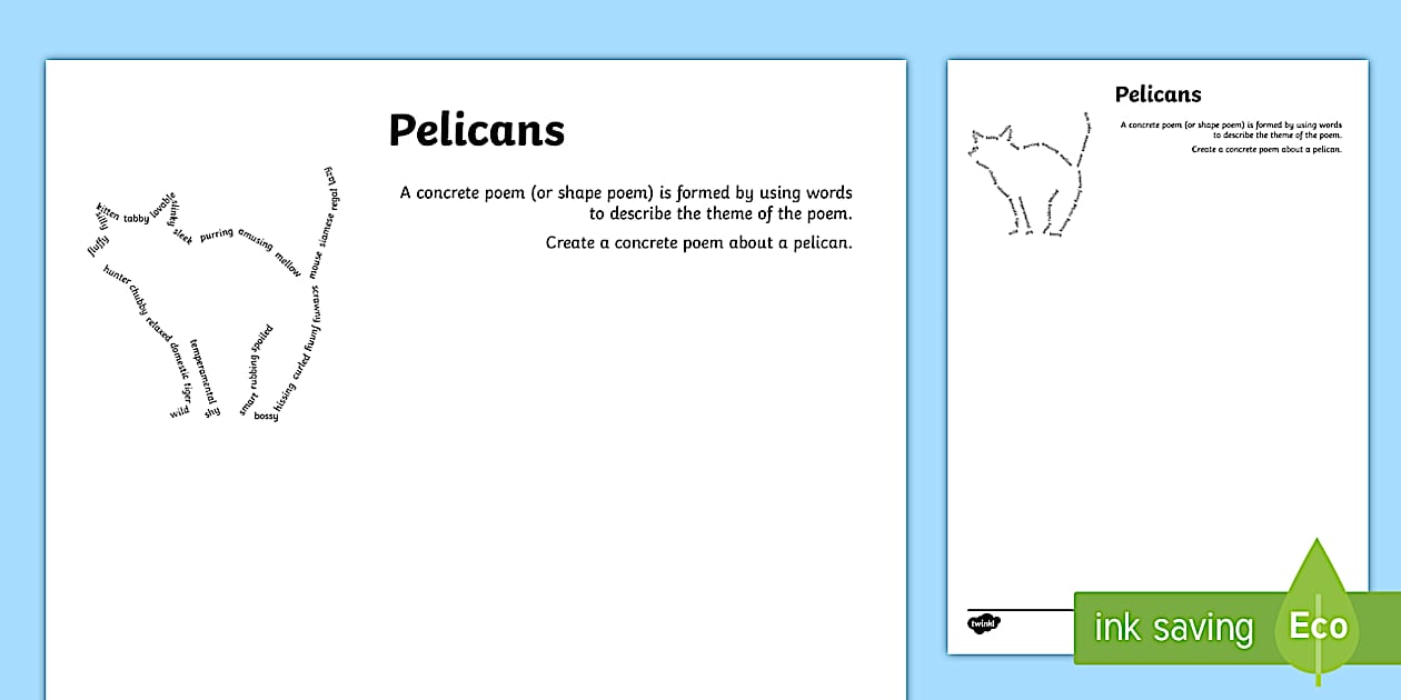 Pelican Concrete Poem Activity (teacher made) - Twinkl