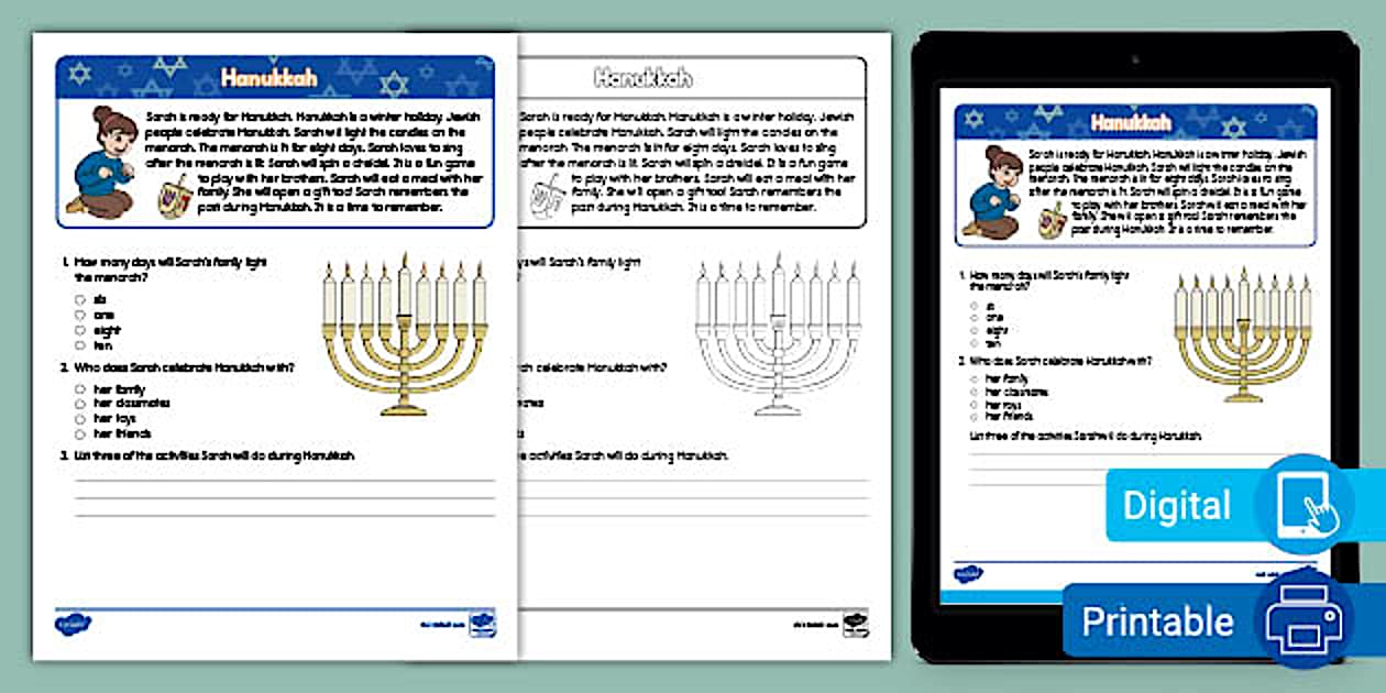 1st Grade Hanukkah | Reading Comprehension | Twinkl - Twinkl