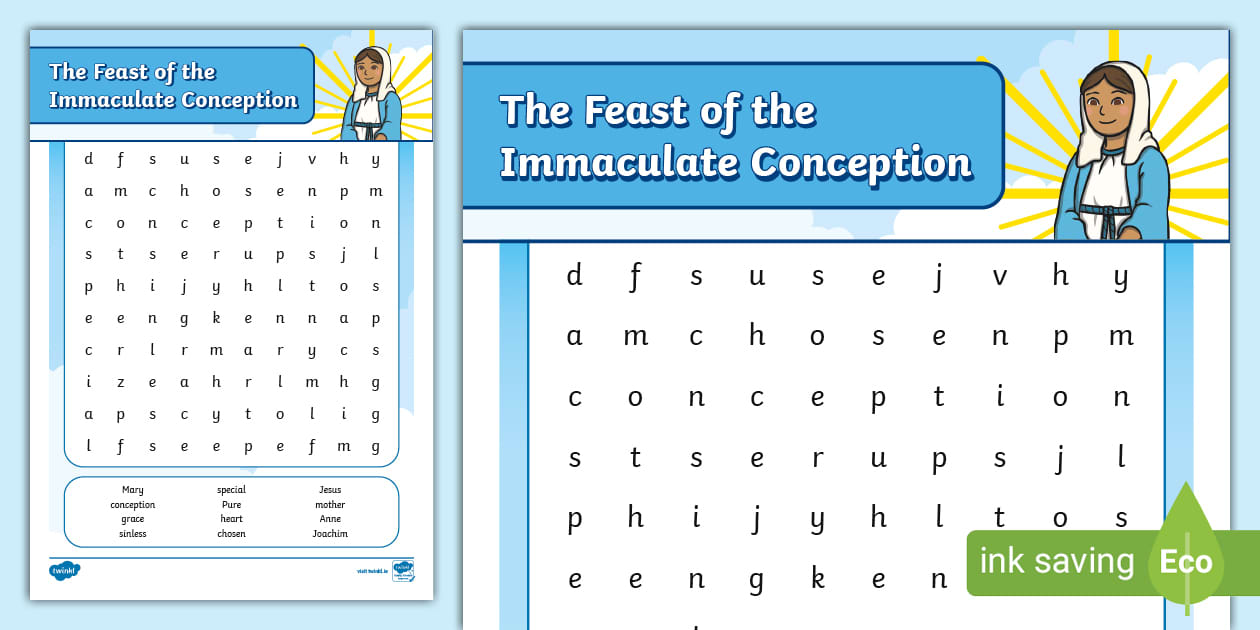 Feast of the Immaculate Conception Word Search - Twinkl