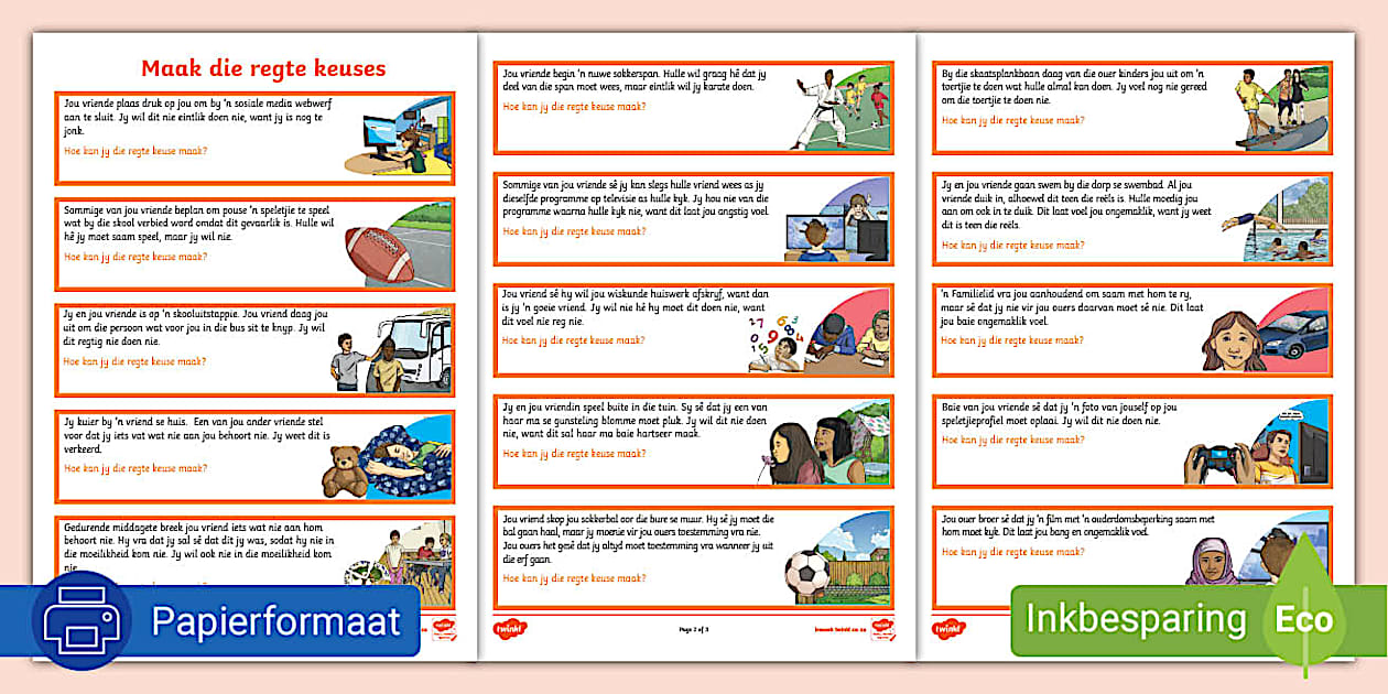 Maak die Regte Keuses Groepsdruk Scenarios (Teacher-Made)