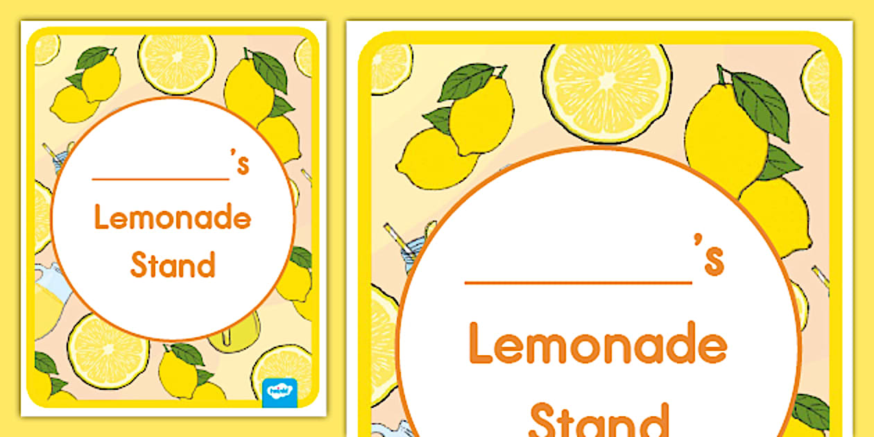 Editable Lemonade Stand Pretend Play Sign (professor feito)