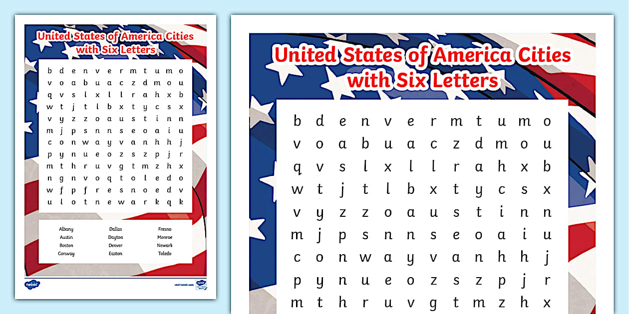 United States of America Cities with Six Letters Word Search