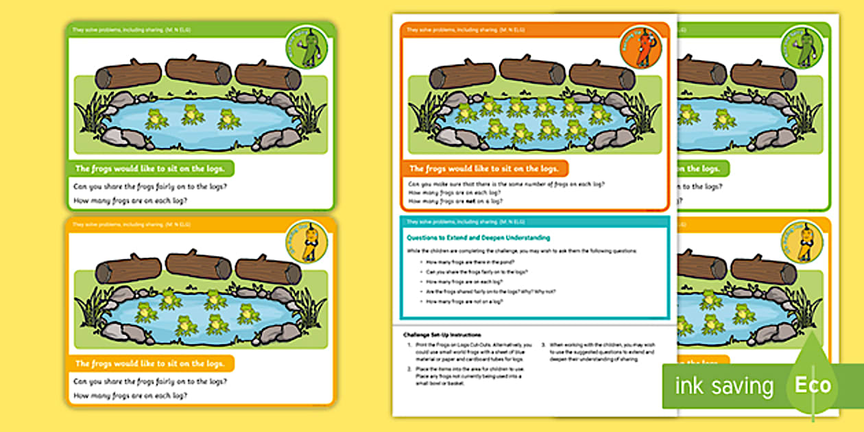 EYFS Maths Sharing Chilli Challenges: Sharing Frogs on Logs