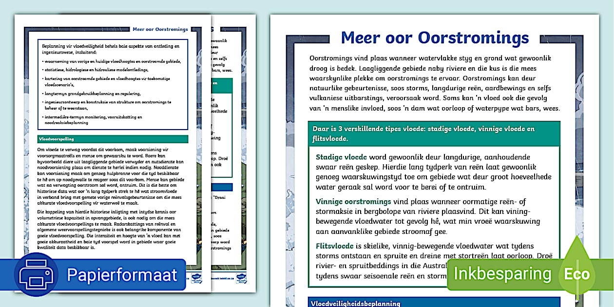 Meer oor Oorstromings Begripstoets (teacher made) - Twinkl