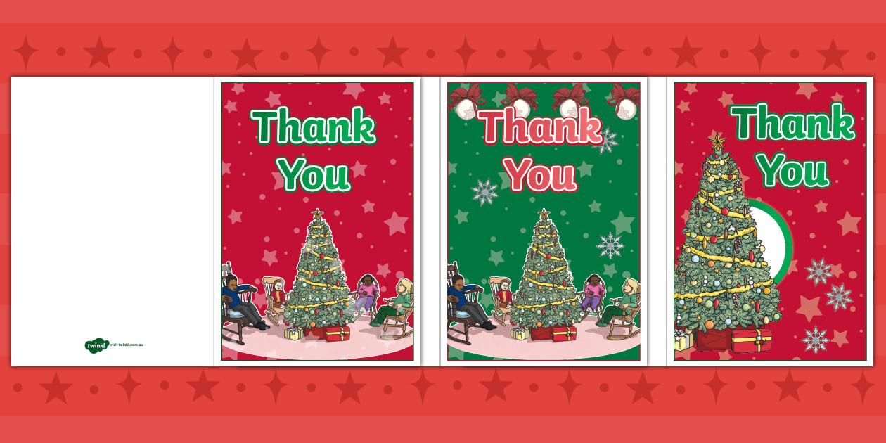 Christmas Thank You Greeting Cards (Teacher-Made) - Twinkl