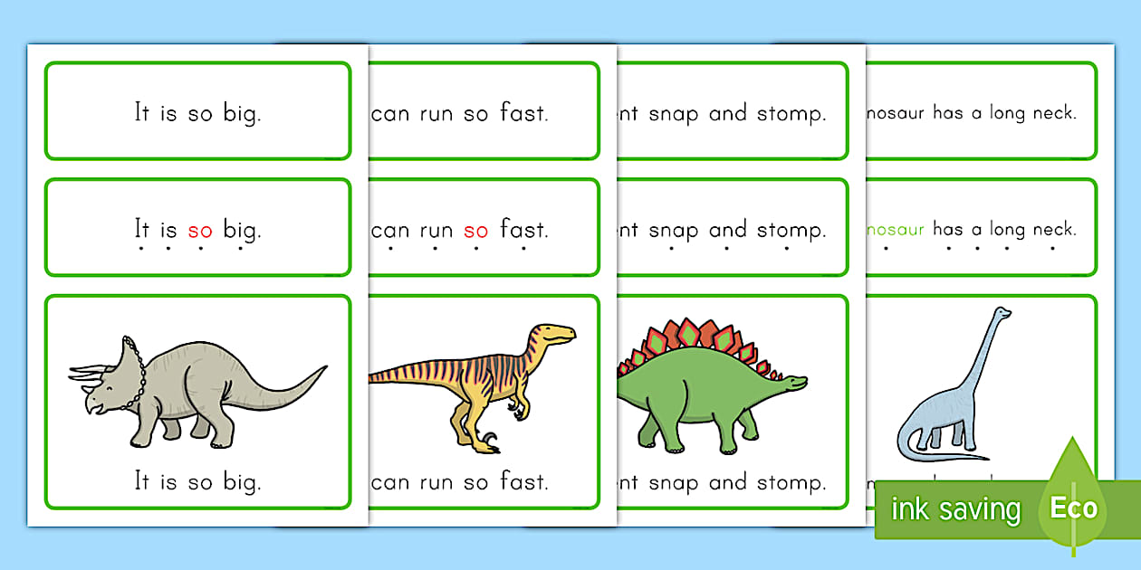 Dinosaur Simple Sentence With Sight Words Cards | Twinkl USA