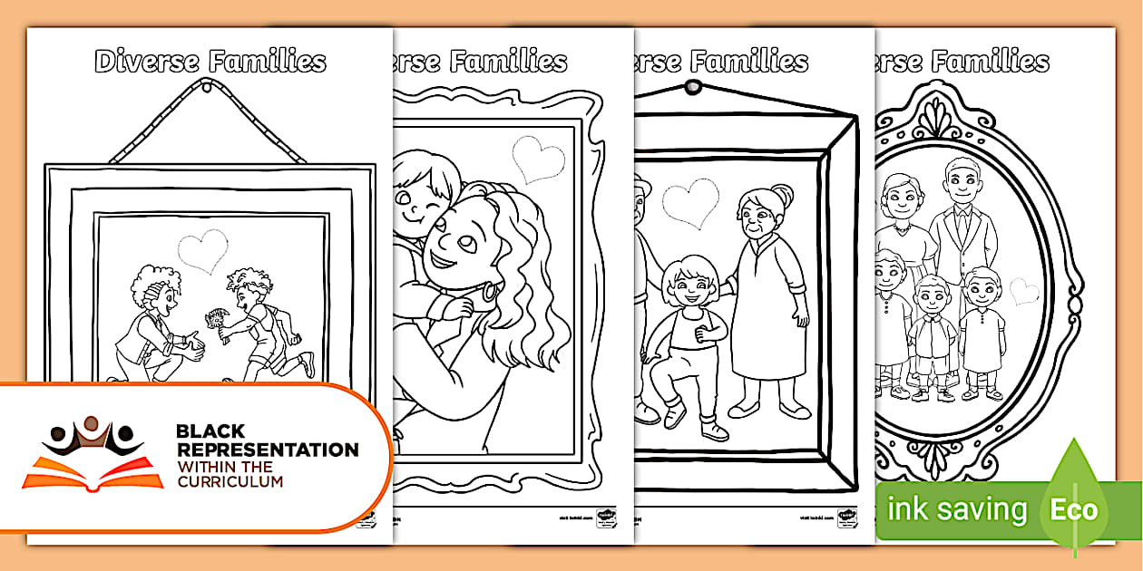 EYFS/KS1 Diverse Families Colouring Sheets (teacher made)