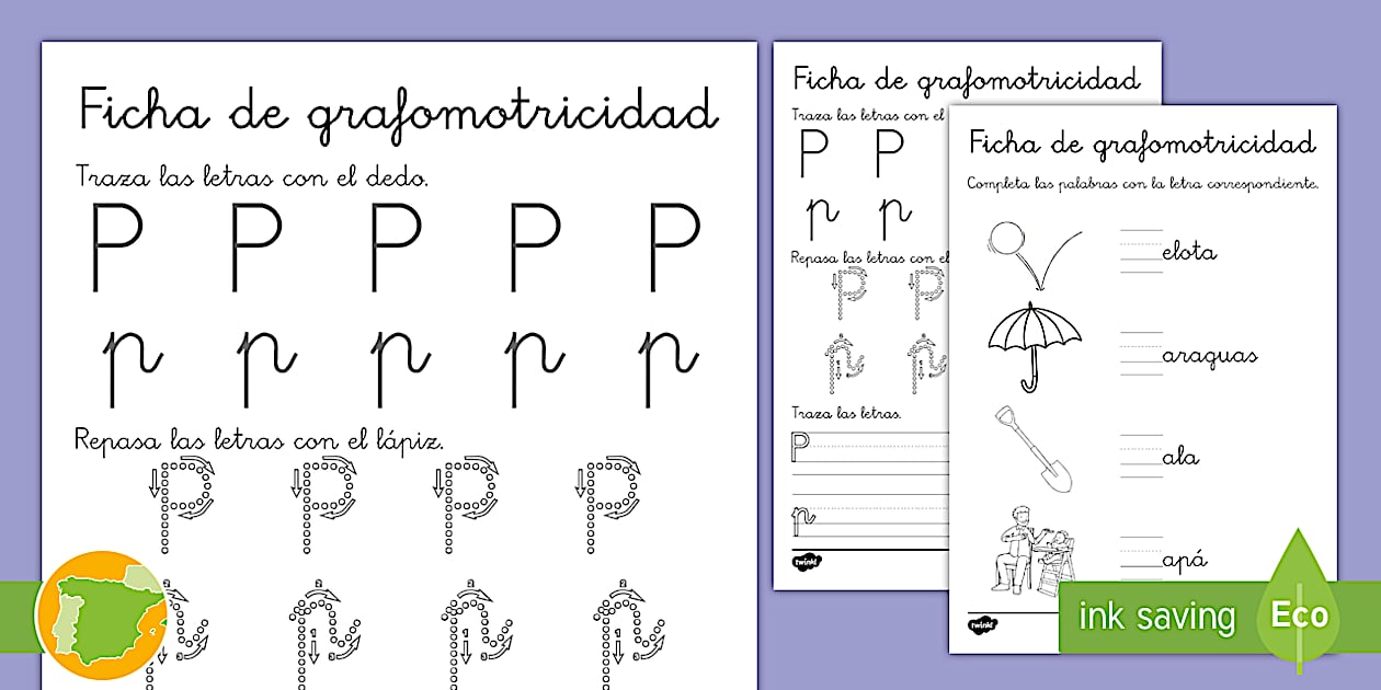 Ficha de grafomotricidad: La letra P - Twinkl