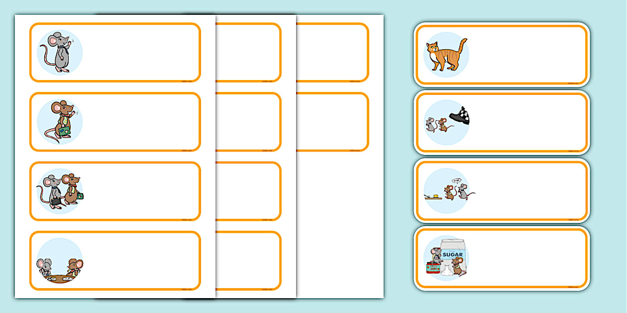 Town Mouse and the Country Mouse Editable Drawer Peg Name Labels