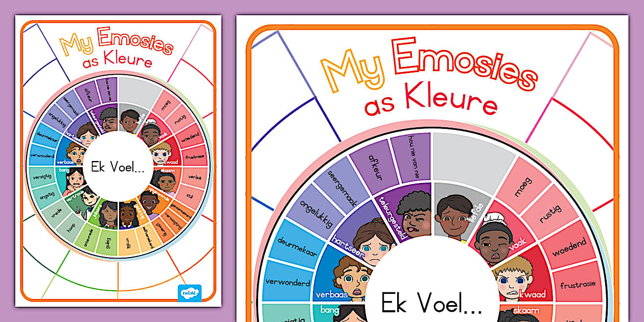 My Emosies as Kleure in Afrikaans Vertoonplakkaat - Twinkl