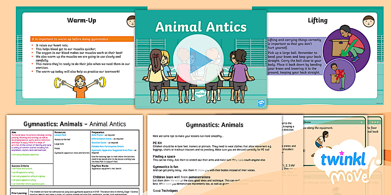 Twinkl Move - Y1 Gymnastics: Animals Lesson 1 - Animal Antics