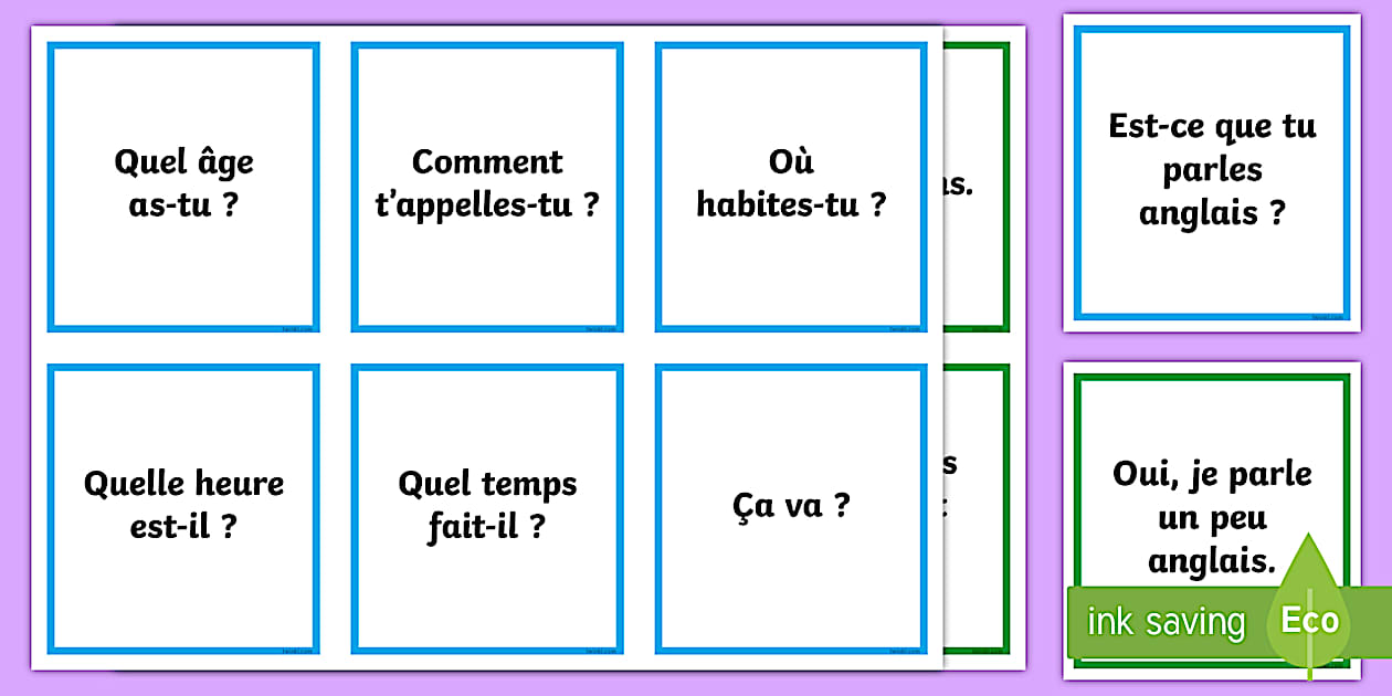 Editable Question and Answer Matching Cards French - Twinkl