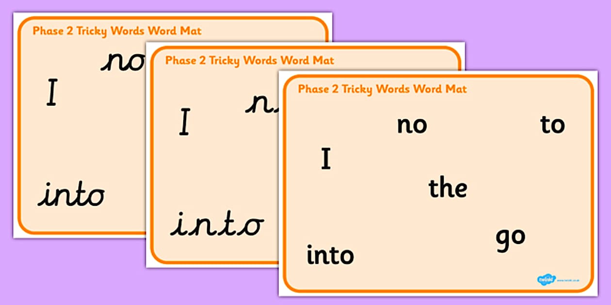 Phase 2 Tricky Words Word Mat Pack- phase 2, tricky, words, word, mat