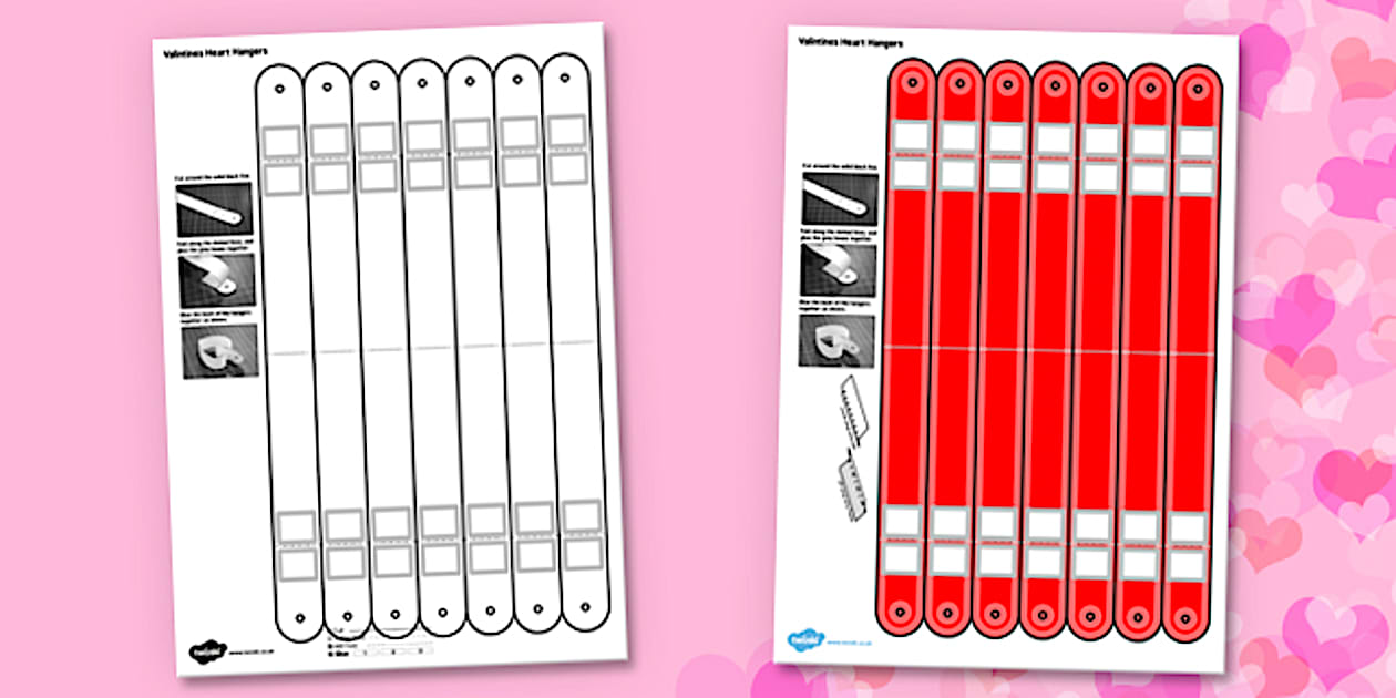 3D Valentine Heart Hangers Printable Craft Display - Twinkl