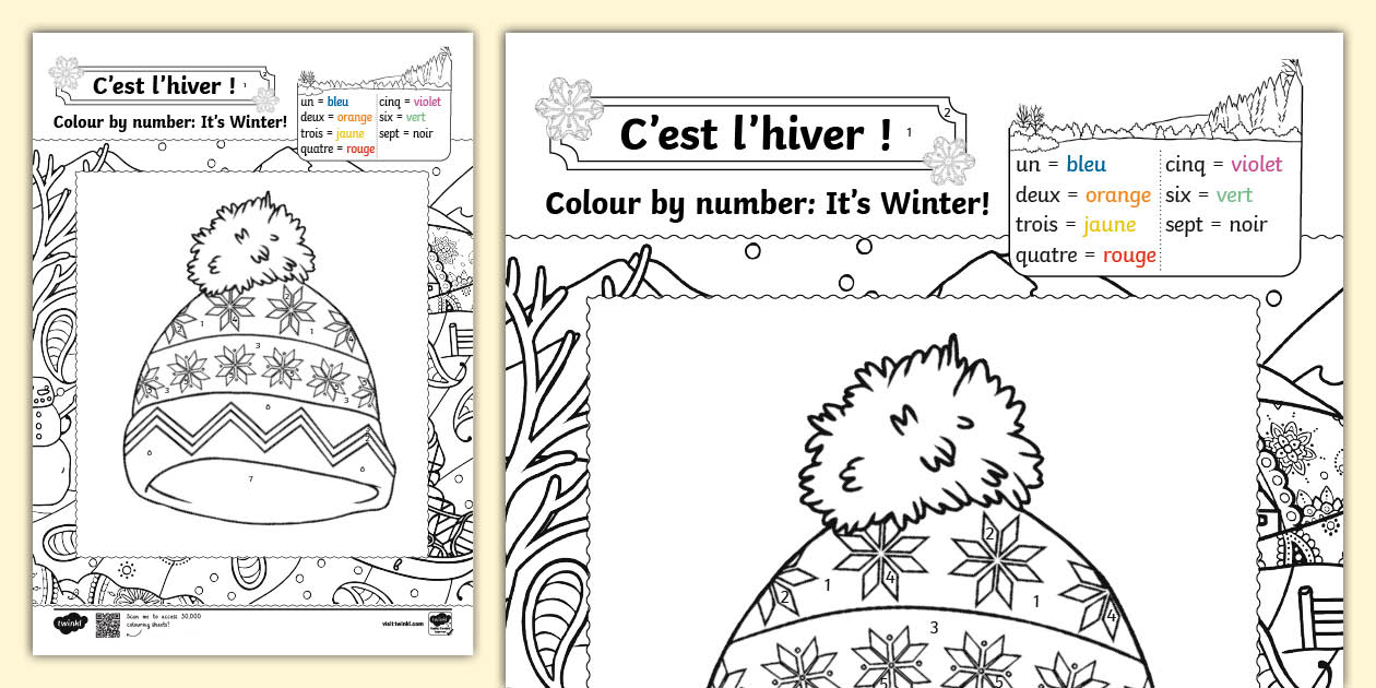 👉 Coloriage d'hiver par numéro - Vêtements d'hiver