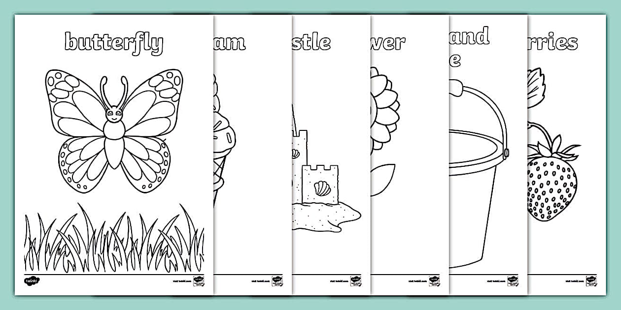 Summer Picture and Word Colouring Sheets | Twinkl - Twinkl