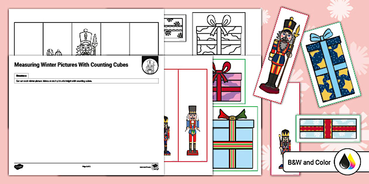 Measuring Winter Pictures With Counting Cubes Activity Worksheet