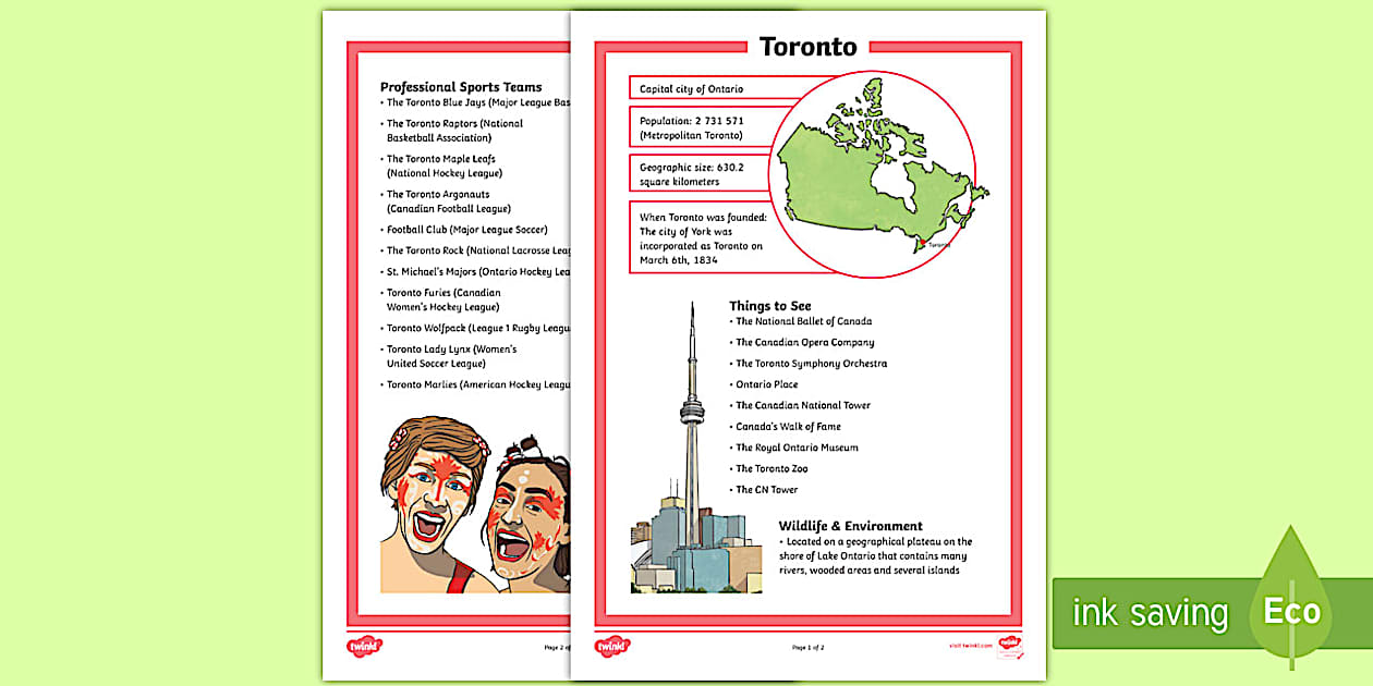 Toronto Fact File (Teacher-Made) - Twinkl