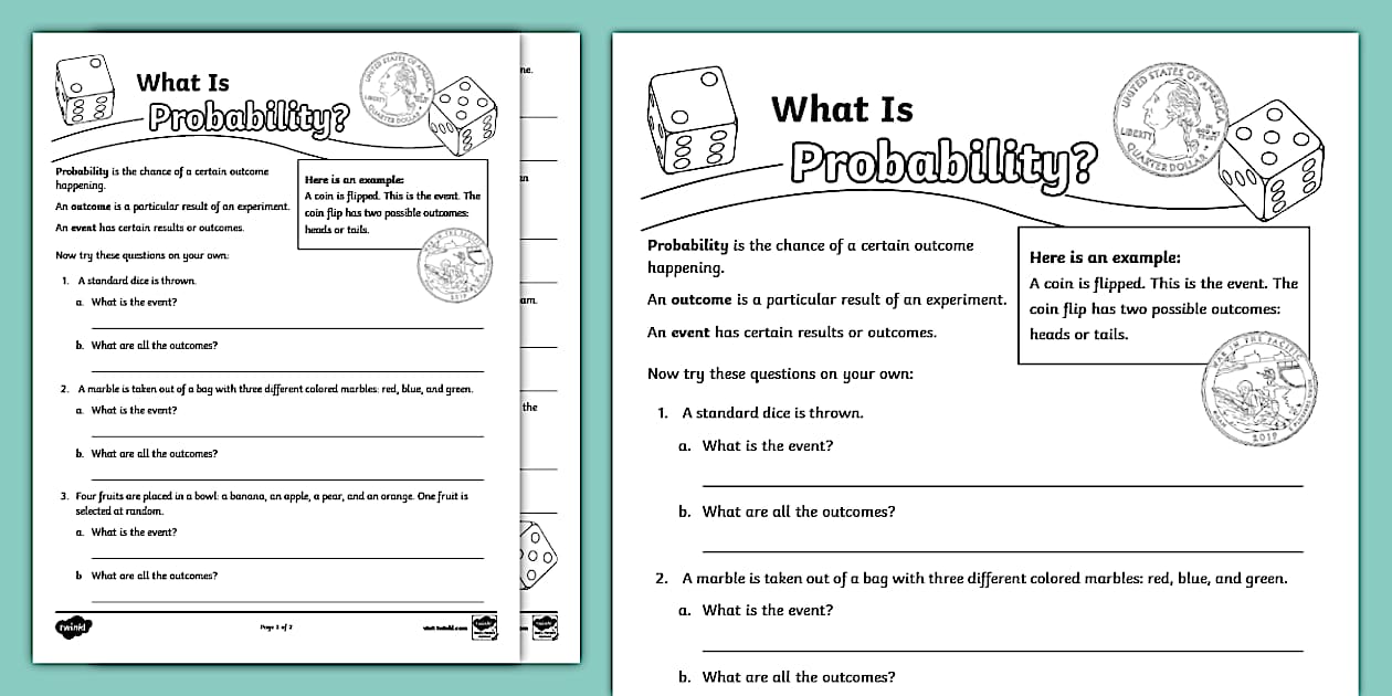 Seventh Grade What Is Probability? Worksheet (Teacher-Made)