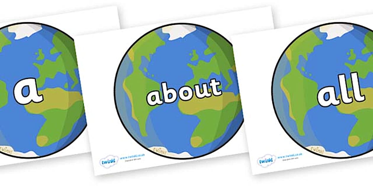 Cursive 100 High Frequency Words on Planet Earth - Twinkl