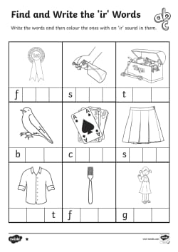 Words With 'ir' In Them Phonics Activity Sheets - KS1