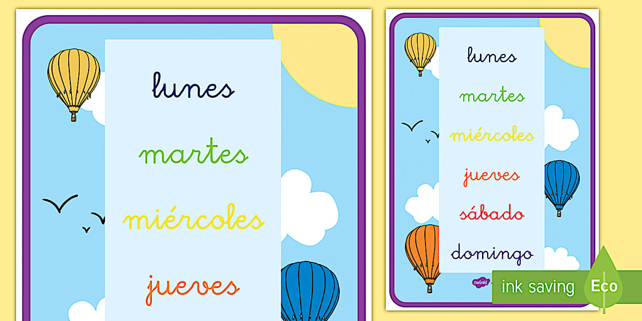 Póster DIN A4: Los días de la semana - Twinkl