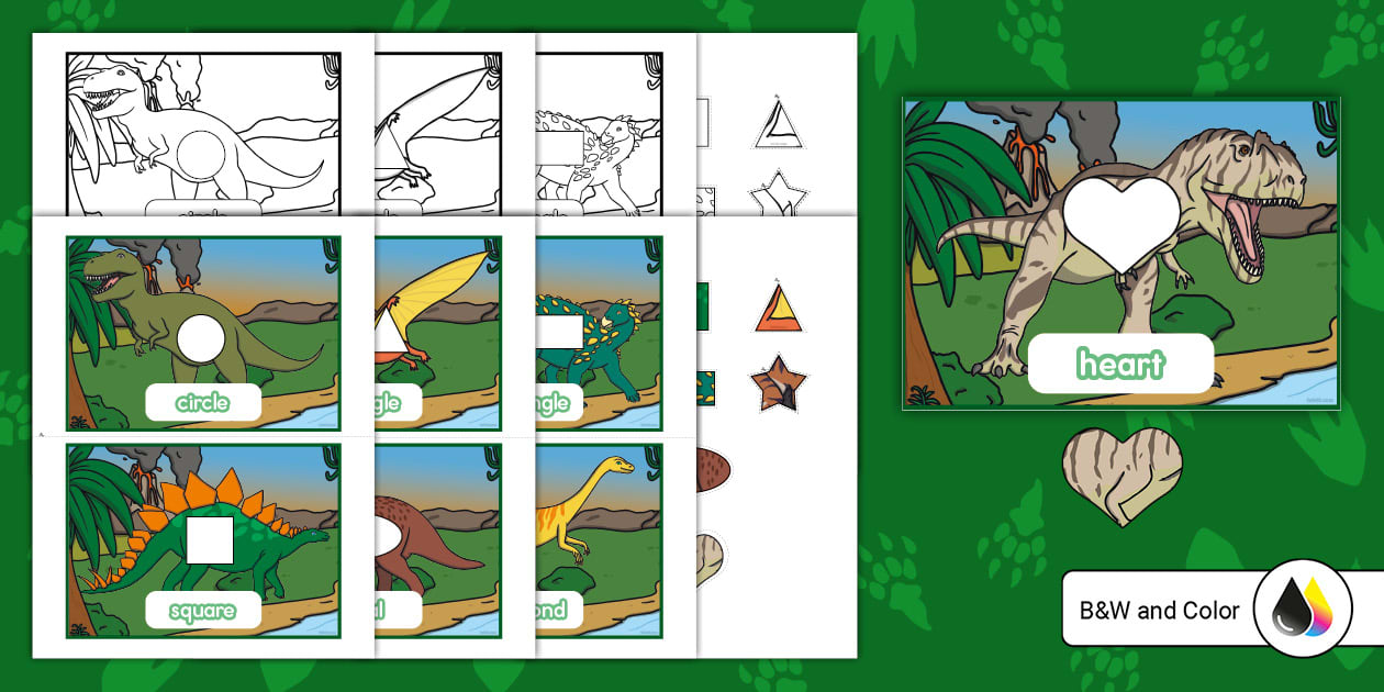 Early Childhood Dinosaurs Busy Bag Shape Matching Worksheet