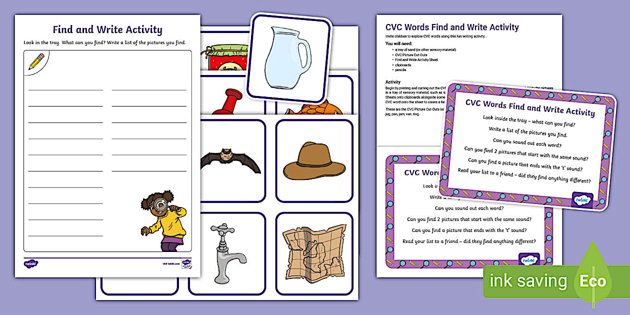 CVC Words Find and Write Activity (teacher made) - Twinkl