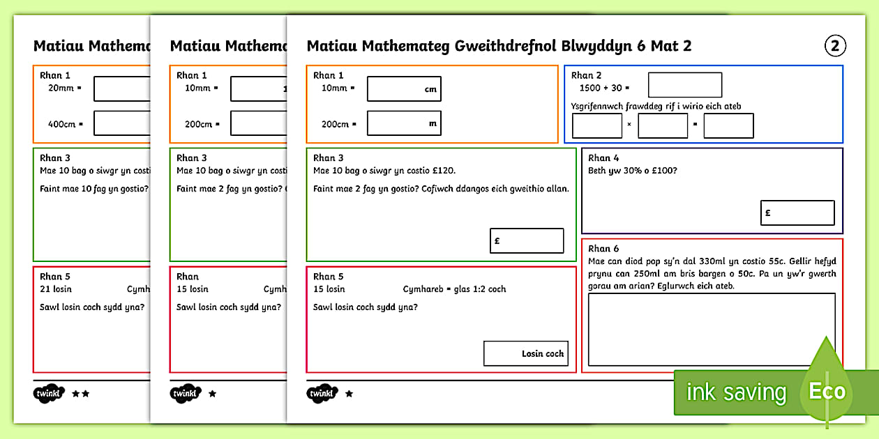 Matiau Mathemateg Gweithdrefnol Blwyddyn 6 Mat 2 - Twinkl