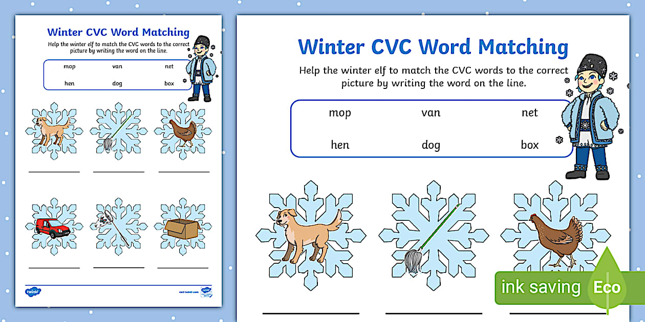 Winter CVC Word Matching Activity (teacher made) - Twinkl