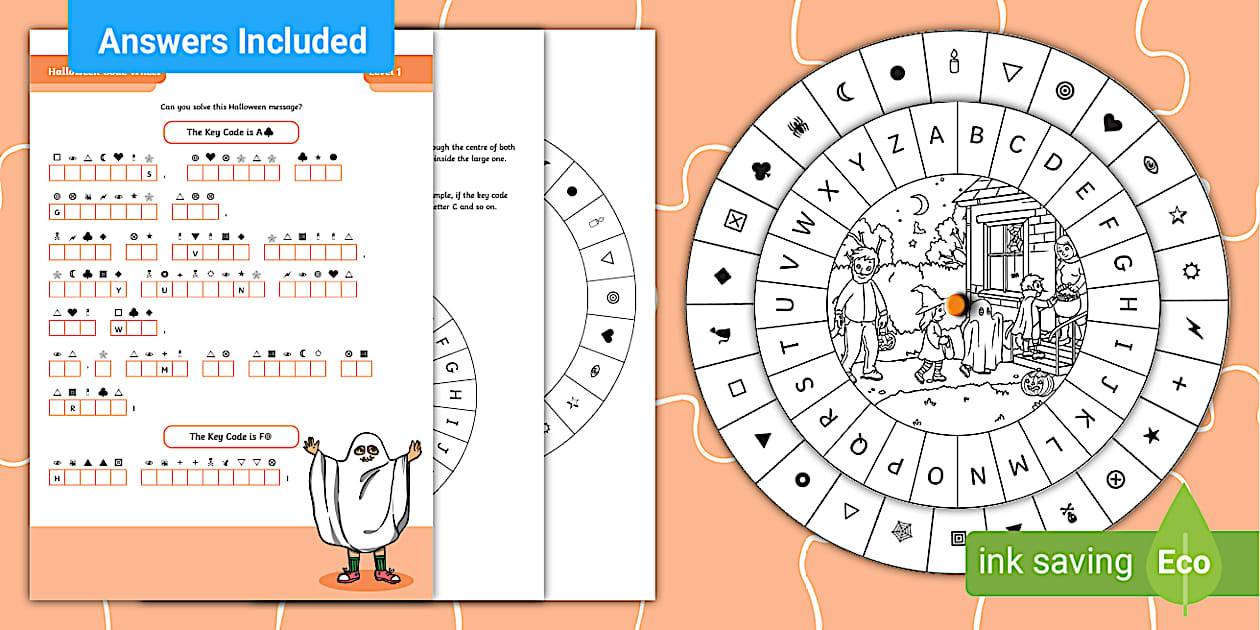 Halloween Secret Code Wheel Template | Twinkl (teacher made)