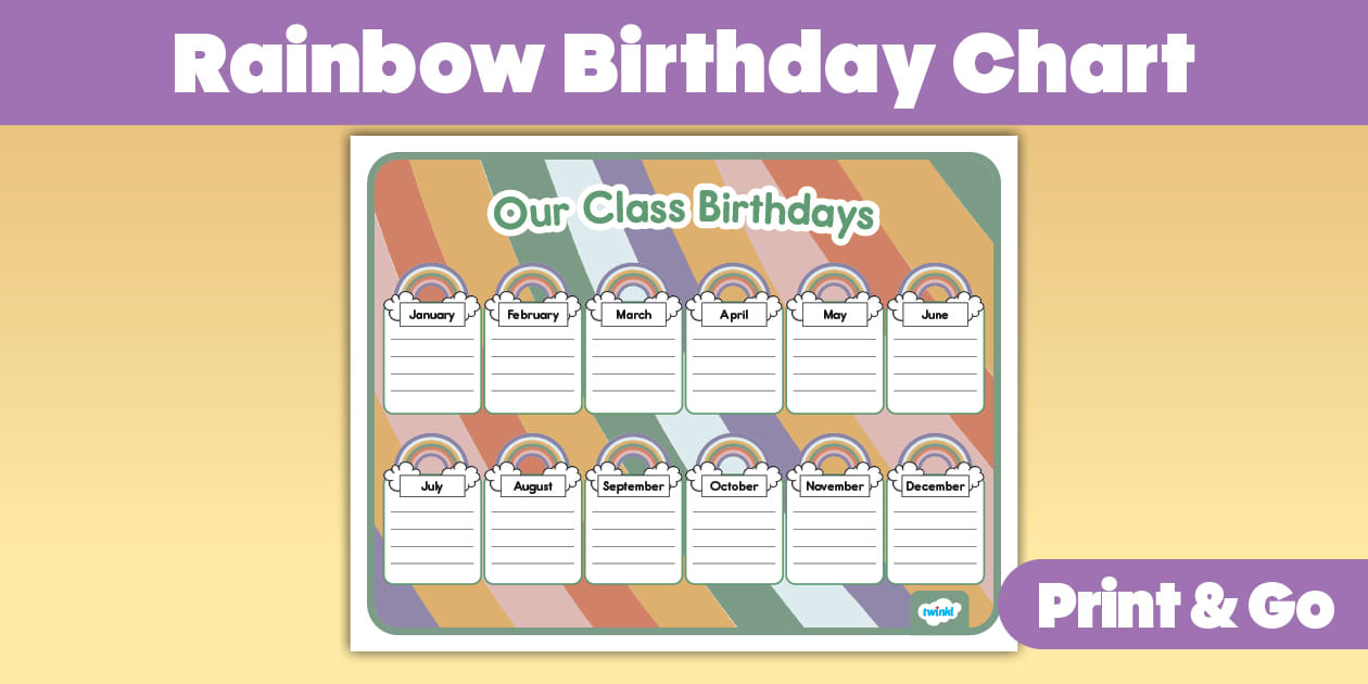 Muted Rainbows Class Birthdays Chart (teacher made) - Twinkl