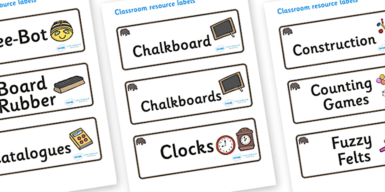 Hippo Themed Editable Additional Classroom Resource Labels
