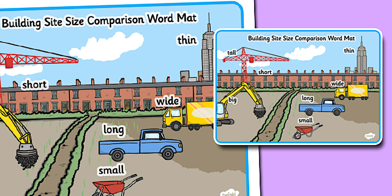 Building Site Size Comparison Word Mat (teacher made)