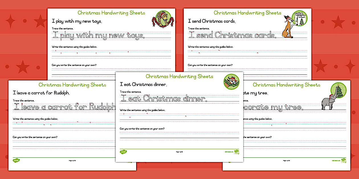 Grade 1- Christmas Themed Handwriting Practice (CAPS Aligned)