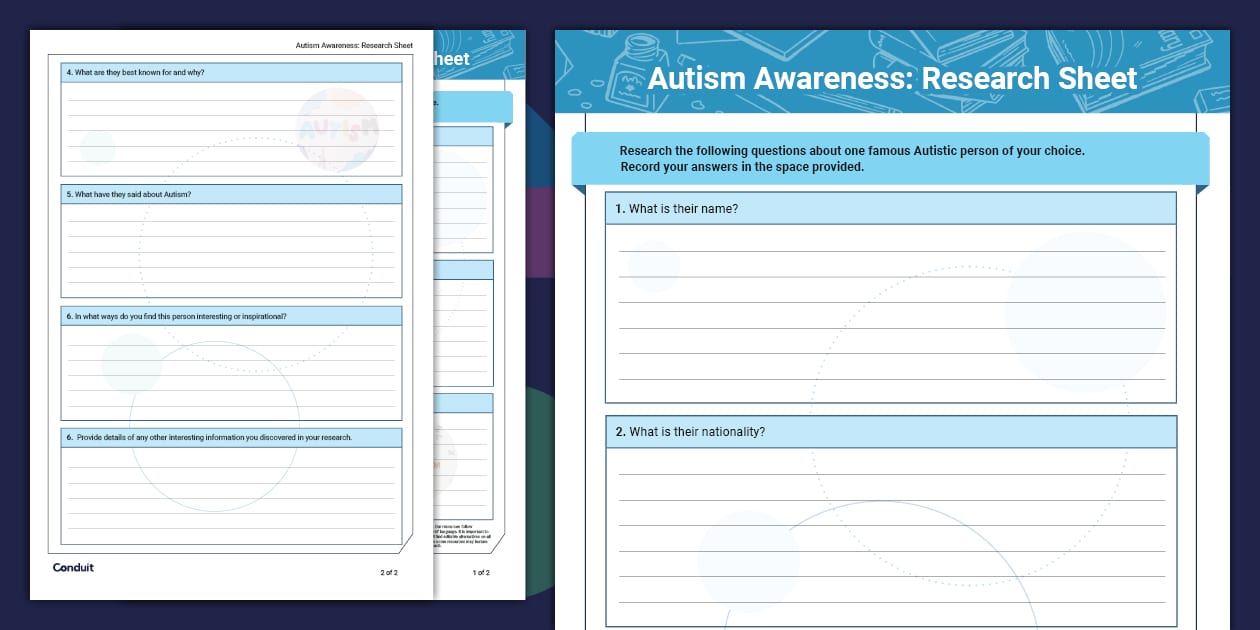 Autism Awareness Research Sheet (teacher made) - Twinkl