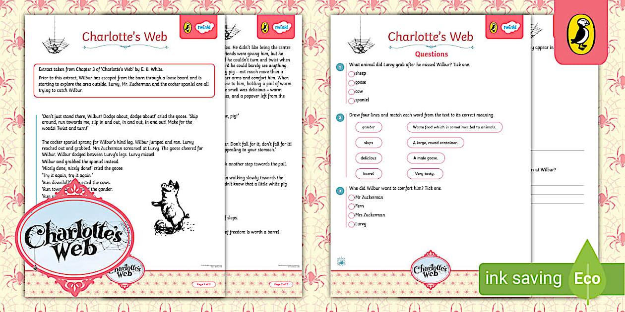 FREE! - Charlotte's Web: Reading Comprehension [Ages 7-9]