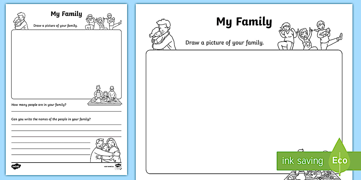 Describing my Family Worksheet (teacher made) - Twinkl