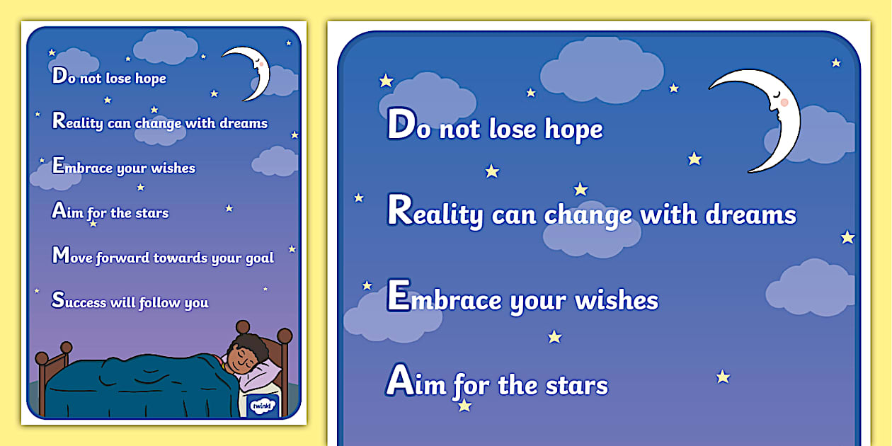 Dreams Poem Display Poster (Hecho por educadores) - Twinkl