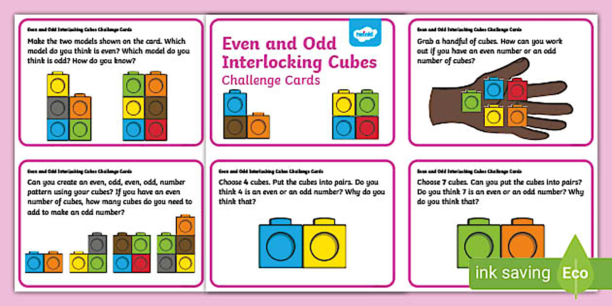 👉 Even and Odd Interlocking Cubes Challenge Cards