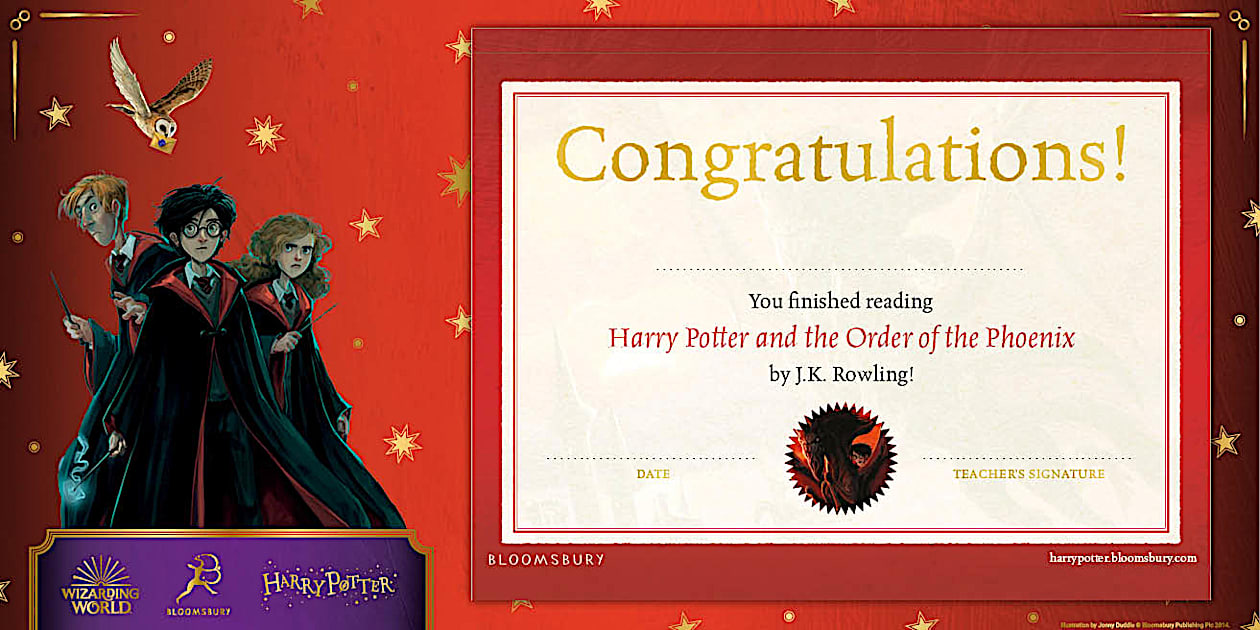 Harry Potter and the Order of the Phoenix: Certificate