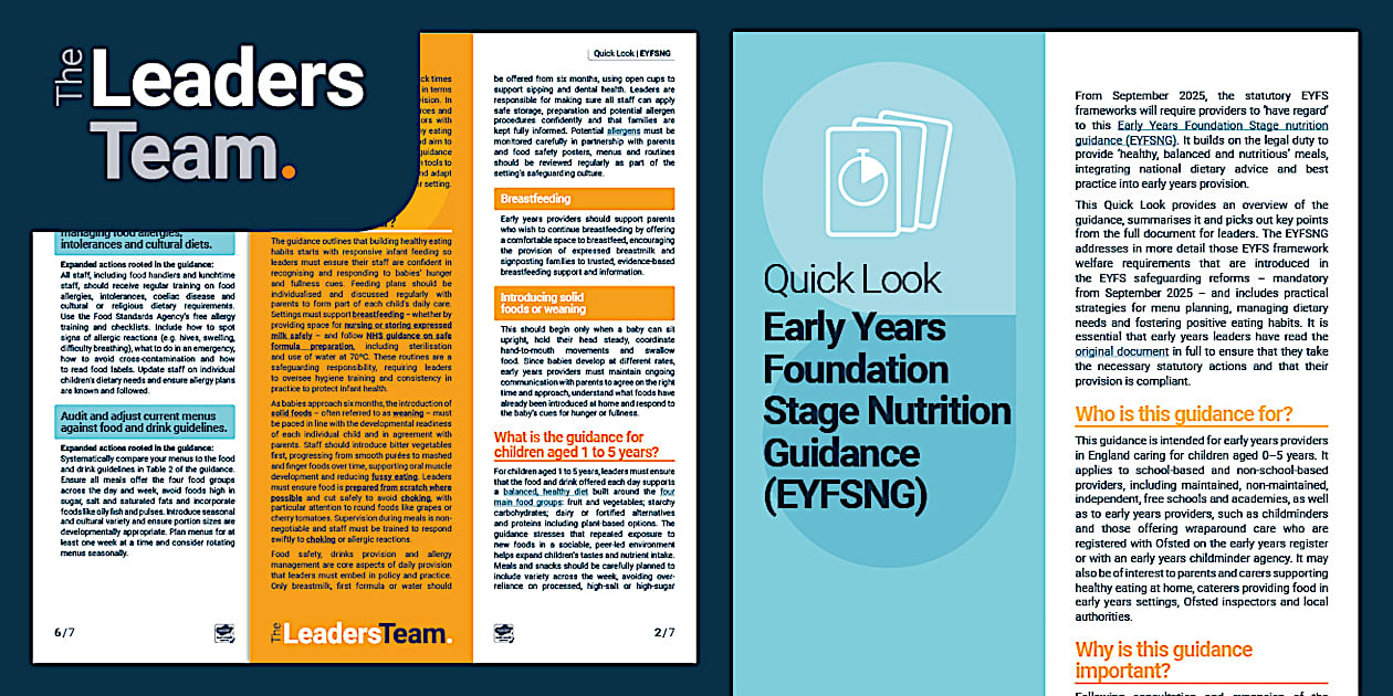 EY Nutrition Guidance Overview (teacher made) - Twinkl