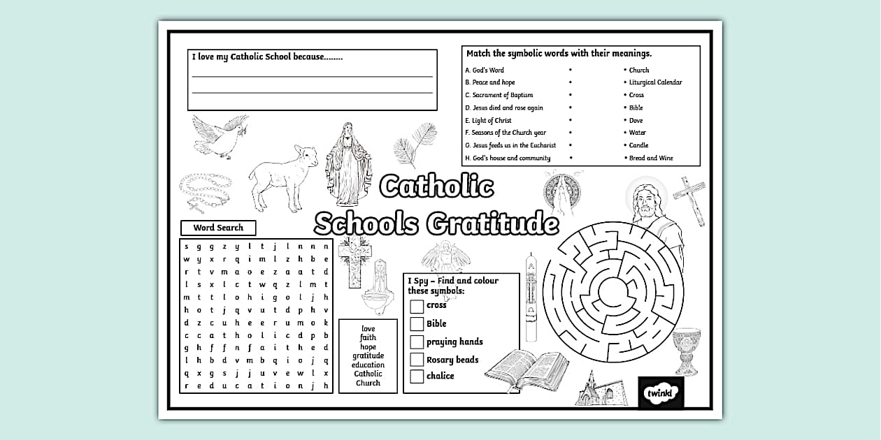 Catholic Schools Gratitude Activity Mat (teacher made)
