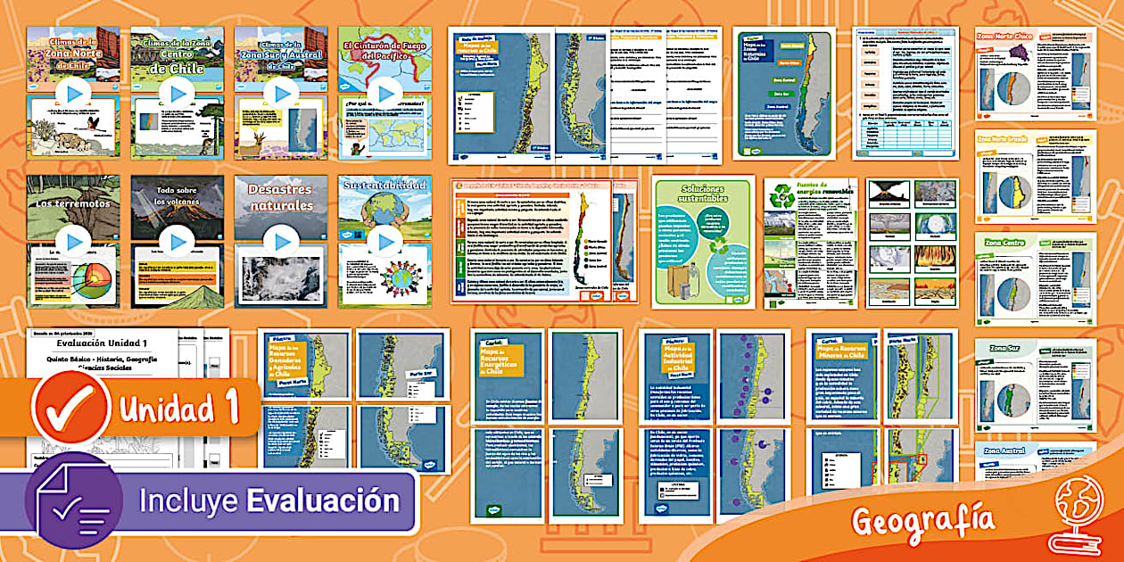 Pack Historia Geografía | Geografía de Chile | 5° | Unidad 1