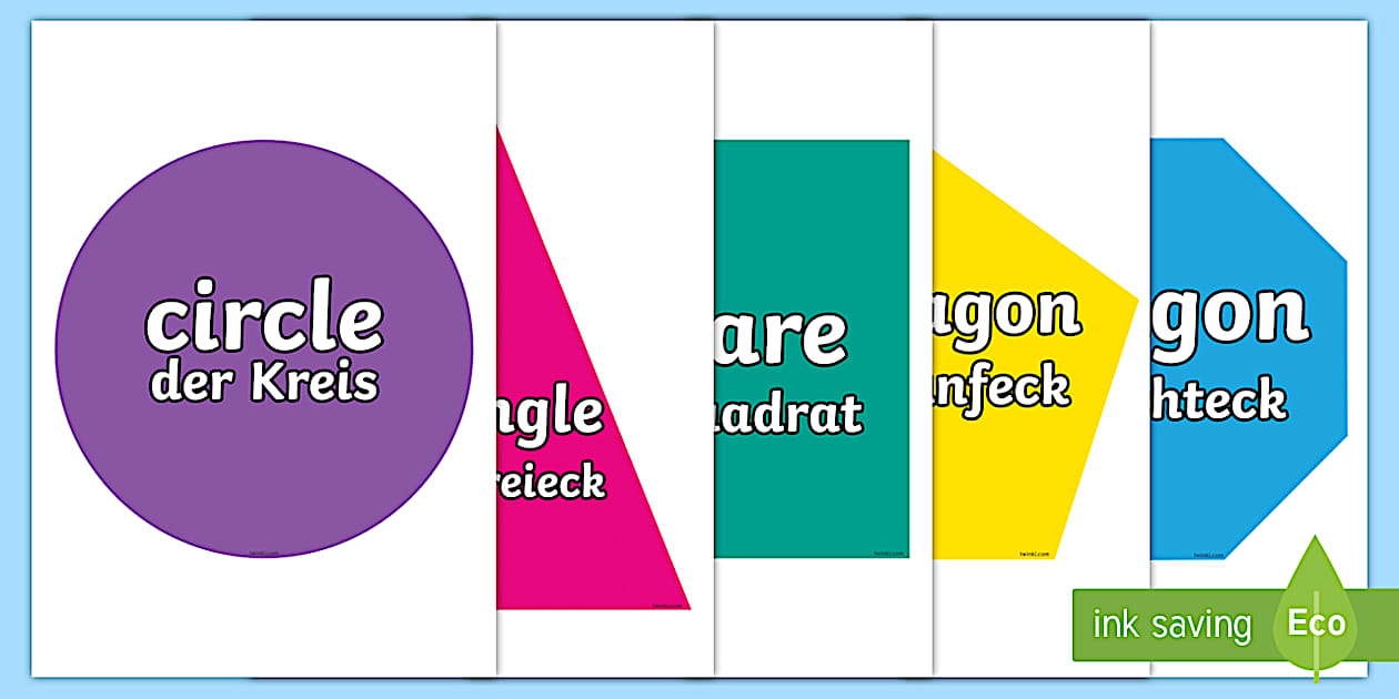 2D Shapes Display Cut-Outs English/German - Twinkl