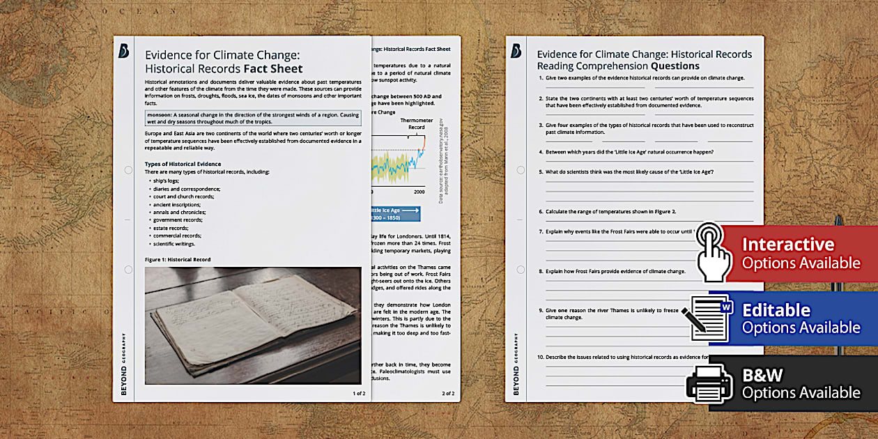 GCSE Evidence for Climate Change Historical Records Comprehension