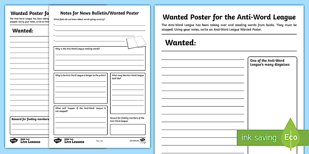 FREE! - LKS2 BBC Partnership World Book Day Worksheets